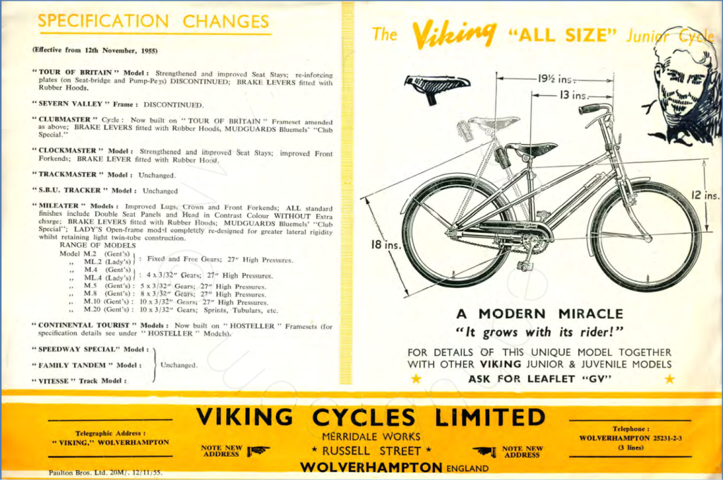 1956 Viking Season Leaflet – Classic Viking Cycles
